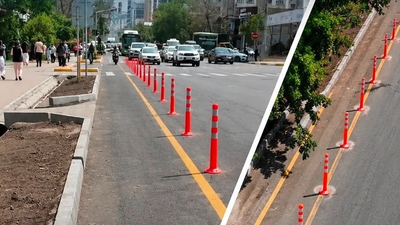 Testing of bike lane separators begins in Bishkek - AKIpress News Agency